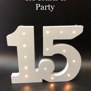 Large Wooden Marquee Number 15 Sign 11.4 Inch Freestanding Light up ...