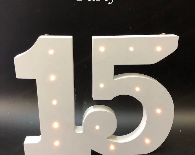Large Wooden Marquee Number 15 Sign 11.4 Inch Freestanding Light up ...