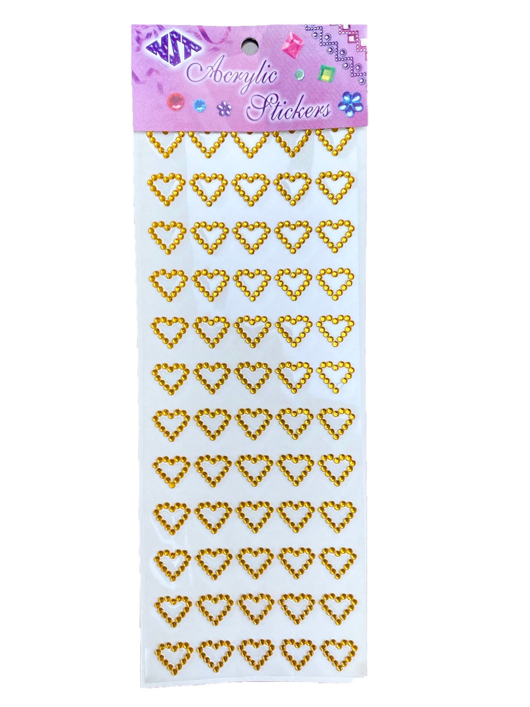 Rhinestone Acrylic Sticker Gold Heart Wedding Rhinestone Sticker, Peel ...