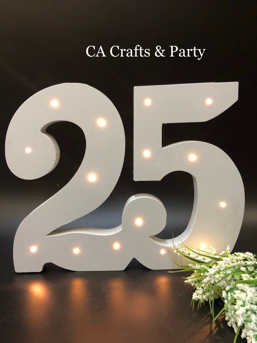 Large Wooden Marquee number 25 sign 11.4 inch Freestanding light up ...