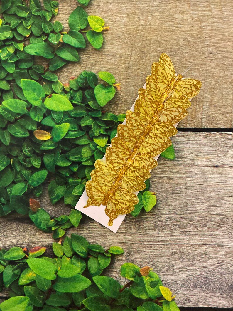 12 Gold Monarch Butterflies 2inch Artificial Gold Feather - Etsy