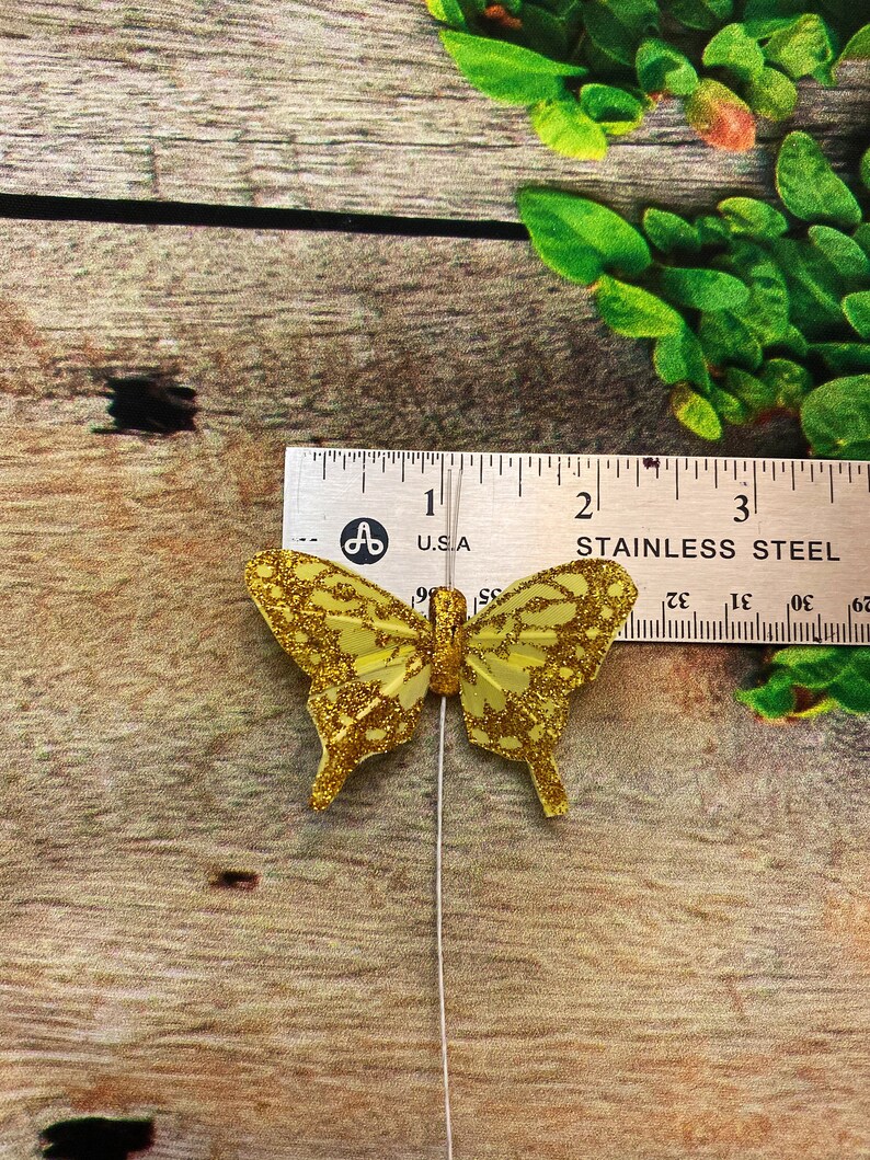 12 Gold Monarch Butterflies 2inch Artificial Gold Feather - Etsy