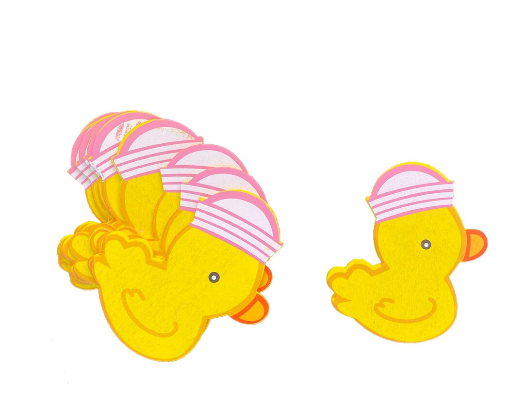 10 Wooden Ducks Pink Hat 3.25 Inch Painted Duck Wood Cutouts Rubber ...