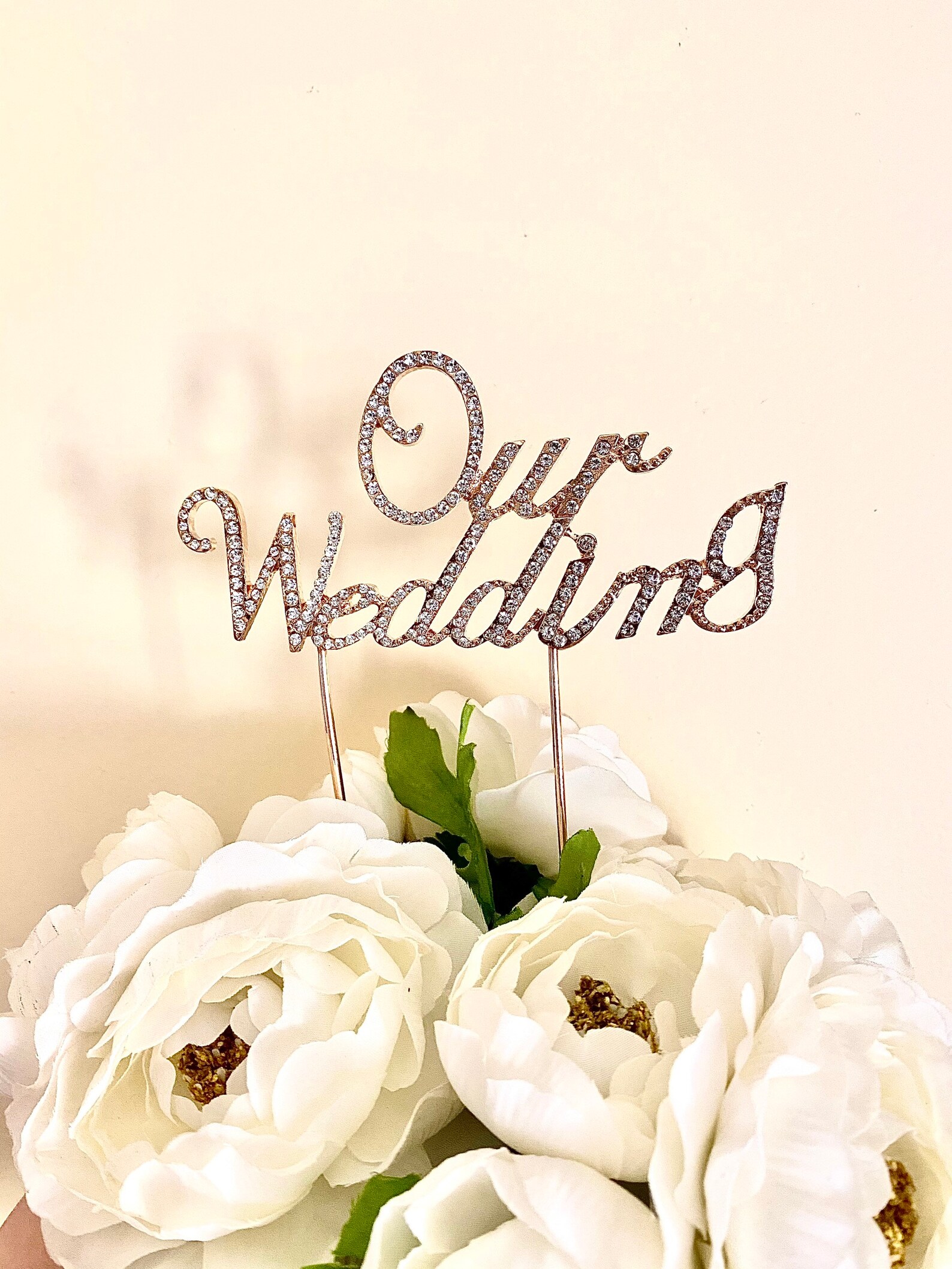 Our Wedding Rhinestones Cake Topper in Gold Gold Diamond | Etsy