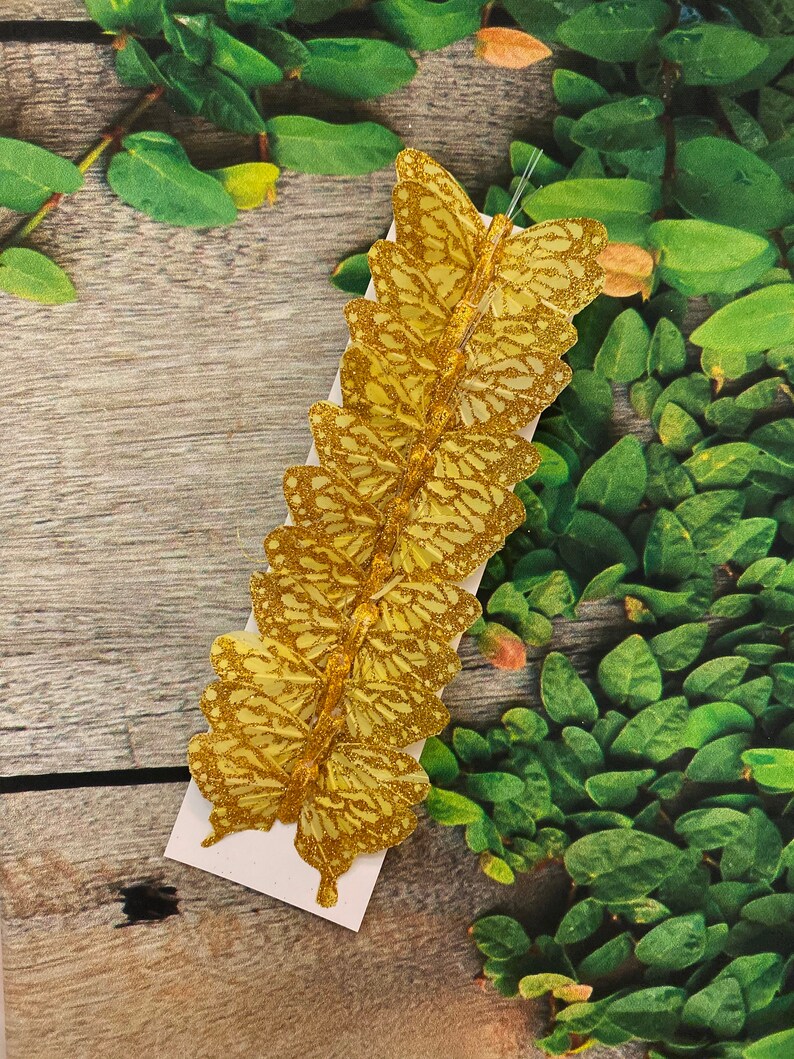 12 Gold Monarch Butterflies 2inch Artificial Gold Feather - Etsy