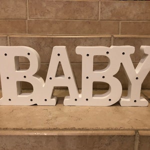 Wooden Vintage LED Marquee BABY Sign Freestanding Led Letter BABY baby ...
