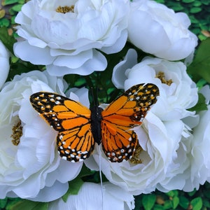 12 Feather Monarch Butterfly 3inch Artificial Feather Orange Butterfly ...
