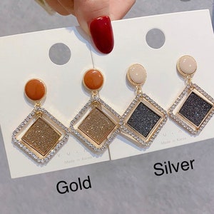 Fashion Trendy Geometric Rhombus Shaped Earrings Diamond Shaped ...