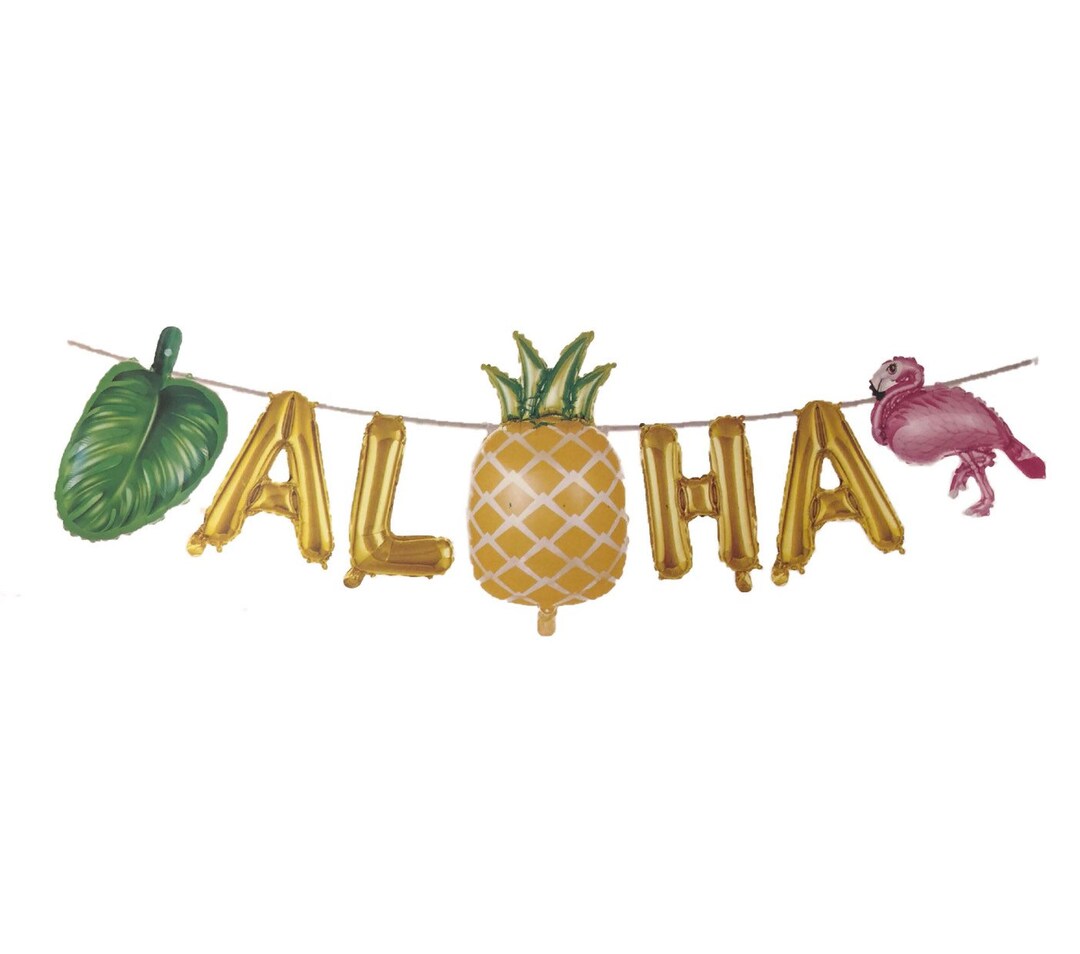 Aloha Balloon Banner Set Luau Party Beach Party Aloha Pineapple ...