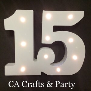 Wooden Marquee Number 15 Sign 6inch Freestanding White Light - Etsy