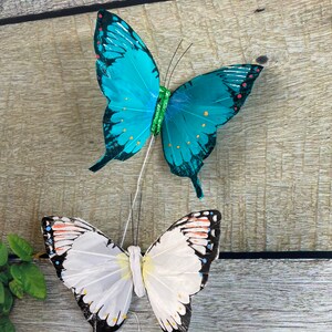 12 Large Feather Monarch Butterflies Bright Rainbow 5 Inch Artificial ...