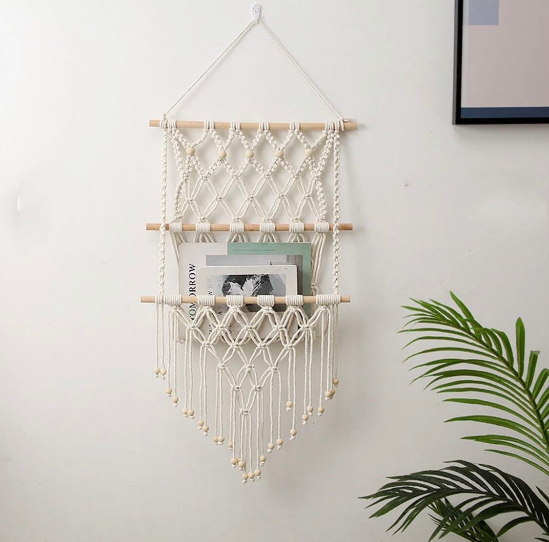 Macrame Wall Hanging Holder Bohemian Magazine Storage Pocket - Etsy