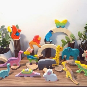 Set of 7 Unfinished Wooden Dinosaur Natural Organic Wood Kid Toys art ...