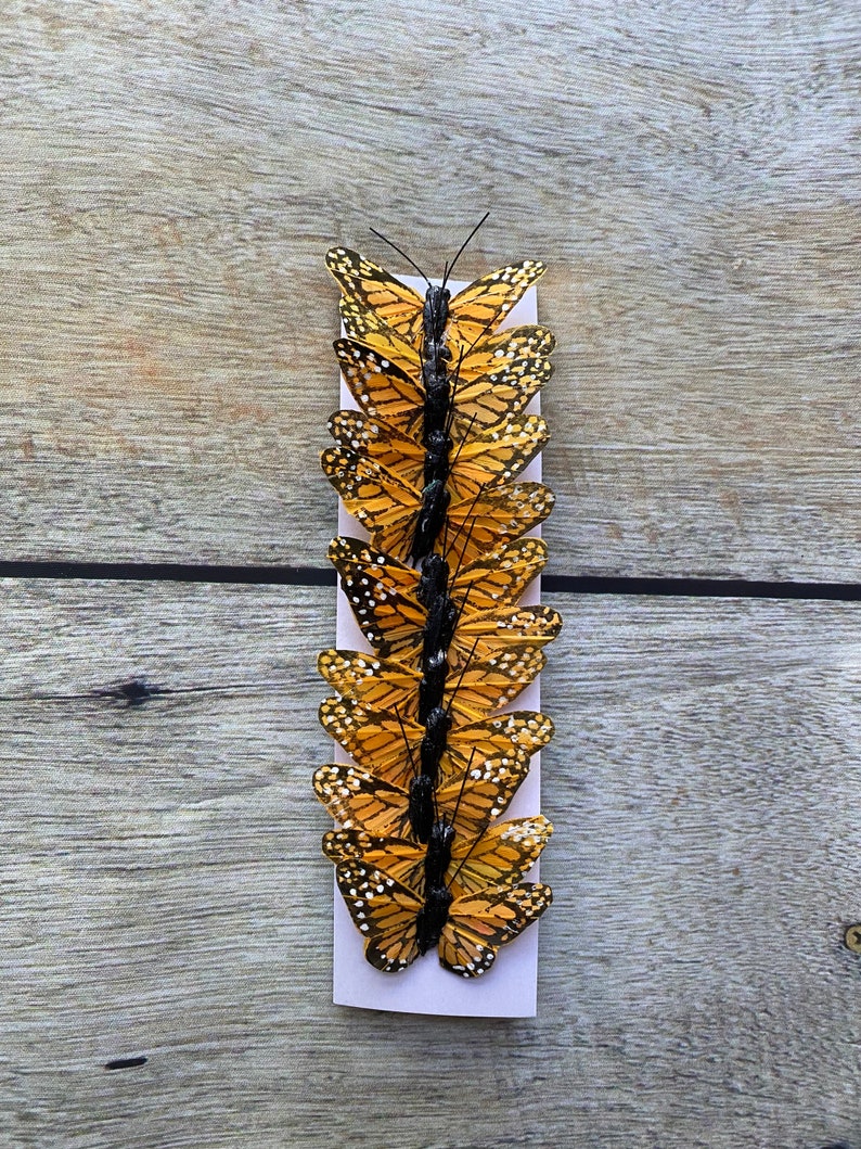12 Feather Monarch Butterflies 2inch Artificial Feather - Etsy
