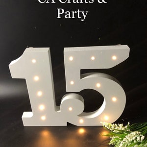 Large Wooden Marquee Number 15 Sign 11.4 Inch Freestanding Light up ...