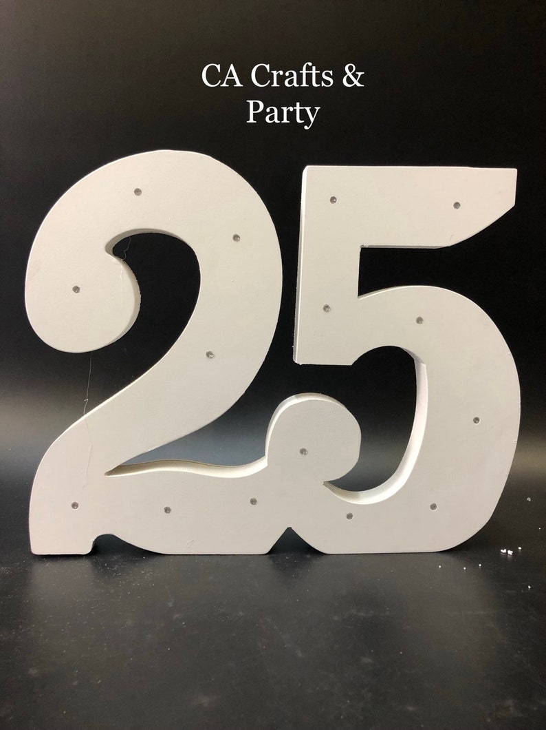 Large Wooden Marquee Number 25 Sign 11.4 Inch Freestanding Light up ...