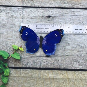 12 Large Blue Feather Monarch Butterflies 5inch Dark Blue Butterfly ...