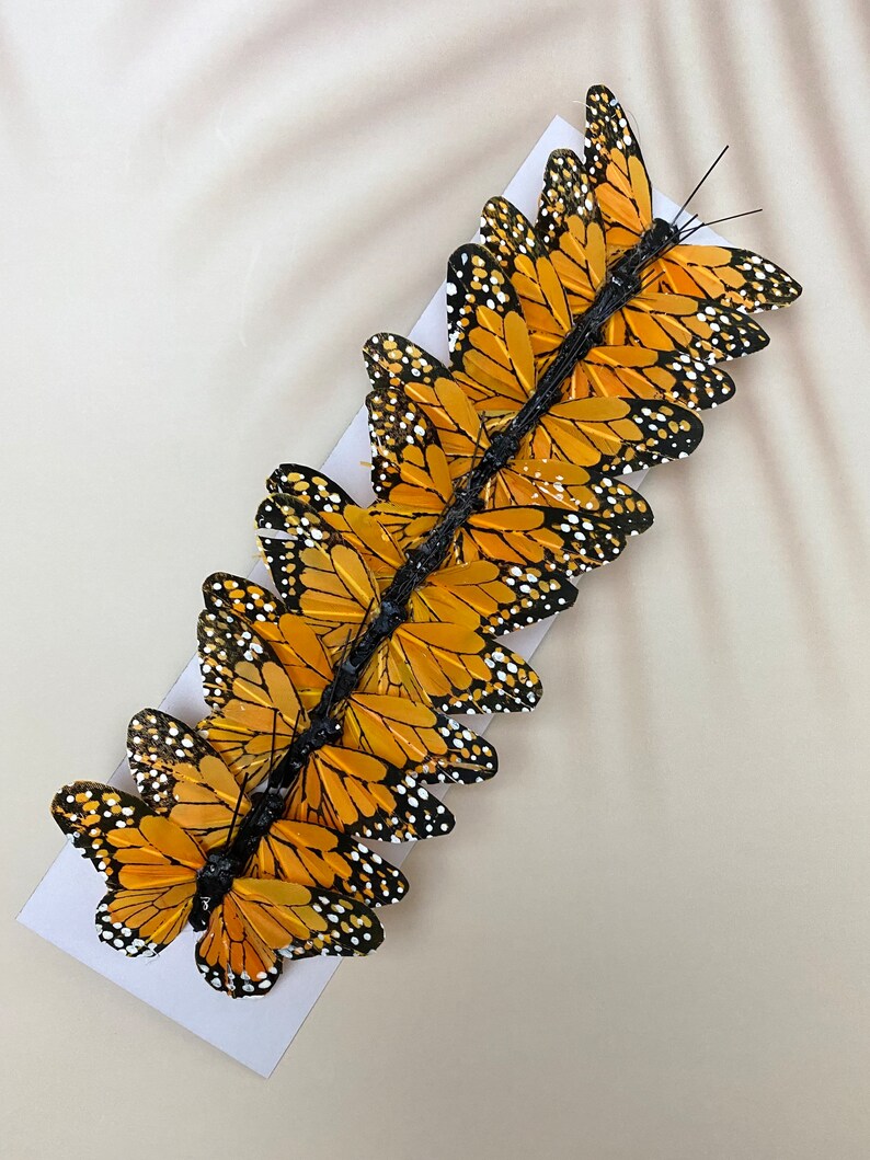 12 Feather Monarch Butterfly 3inch Artificial Feather Orange - Etsy