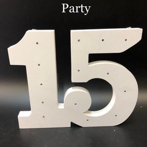 Large Wooden Marquee Number 15 Sign 11.4 Inch Freestanding Light up ...