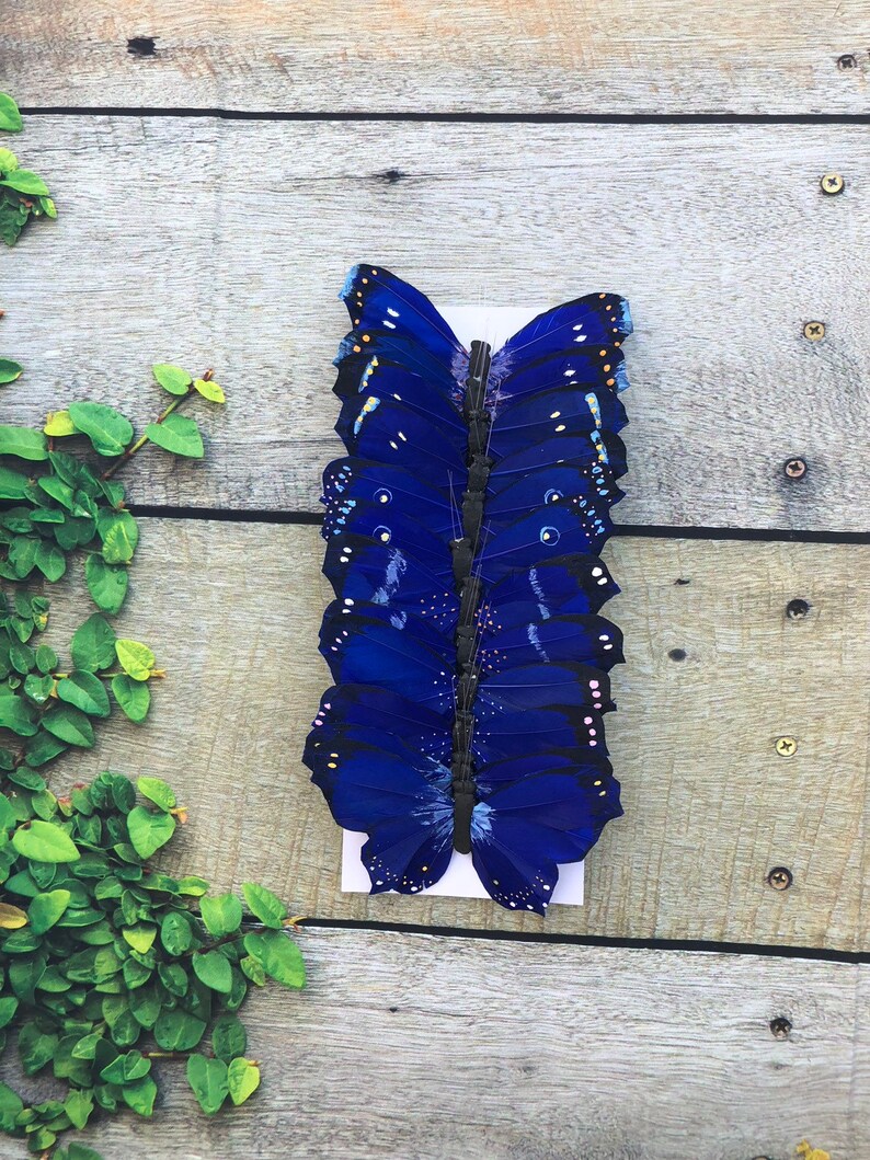 12 Large Blue Feather Monarch Butterflies 5inch Dark blue | Etsy