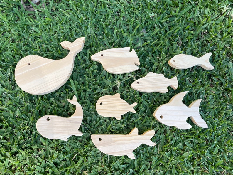 Set of 8 Unfinished Wooden Fish Natural Organic Wood Fish - Etsy