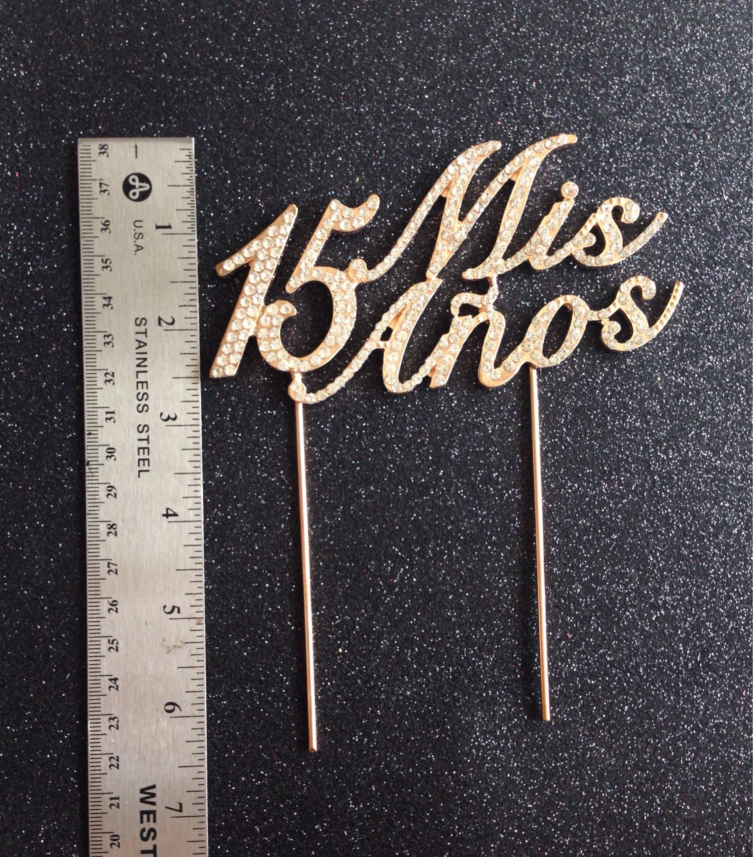 Silver Mis 15 Anos rhinestone cake topper Mis 15 Anos | Etsy