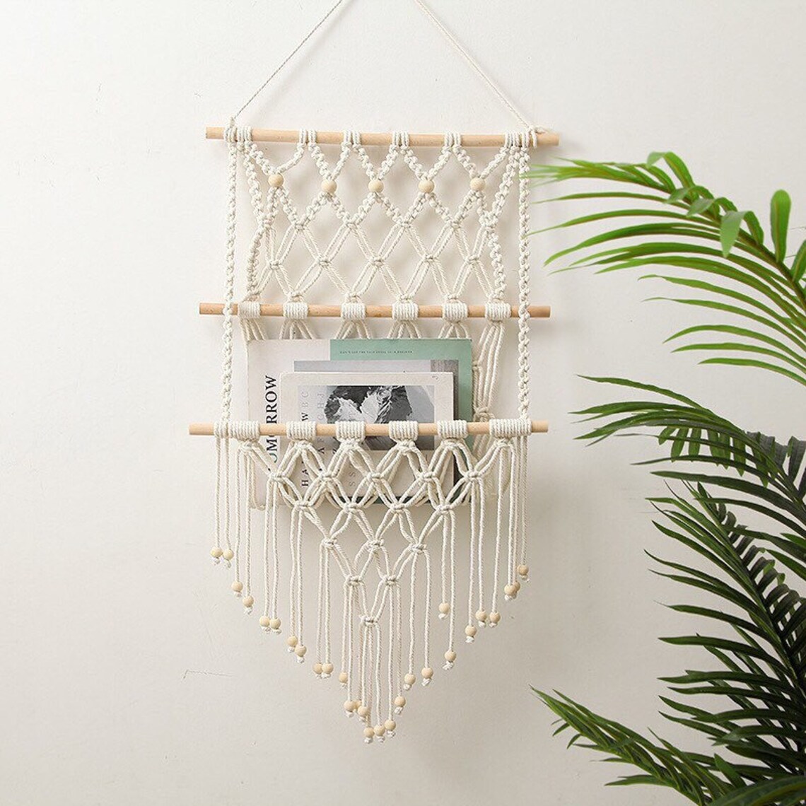 Macrame Wall Hanging Holder Bohemian Magazine Storage Pocket - Etsy