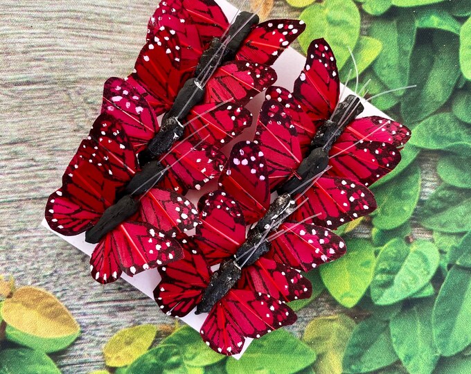 12 Gold Feather Butterflies 1 Inch Artificial Gold Butterfly Butterfly ...