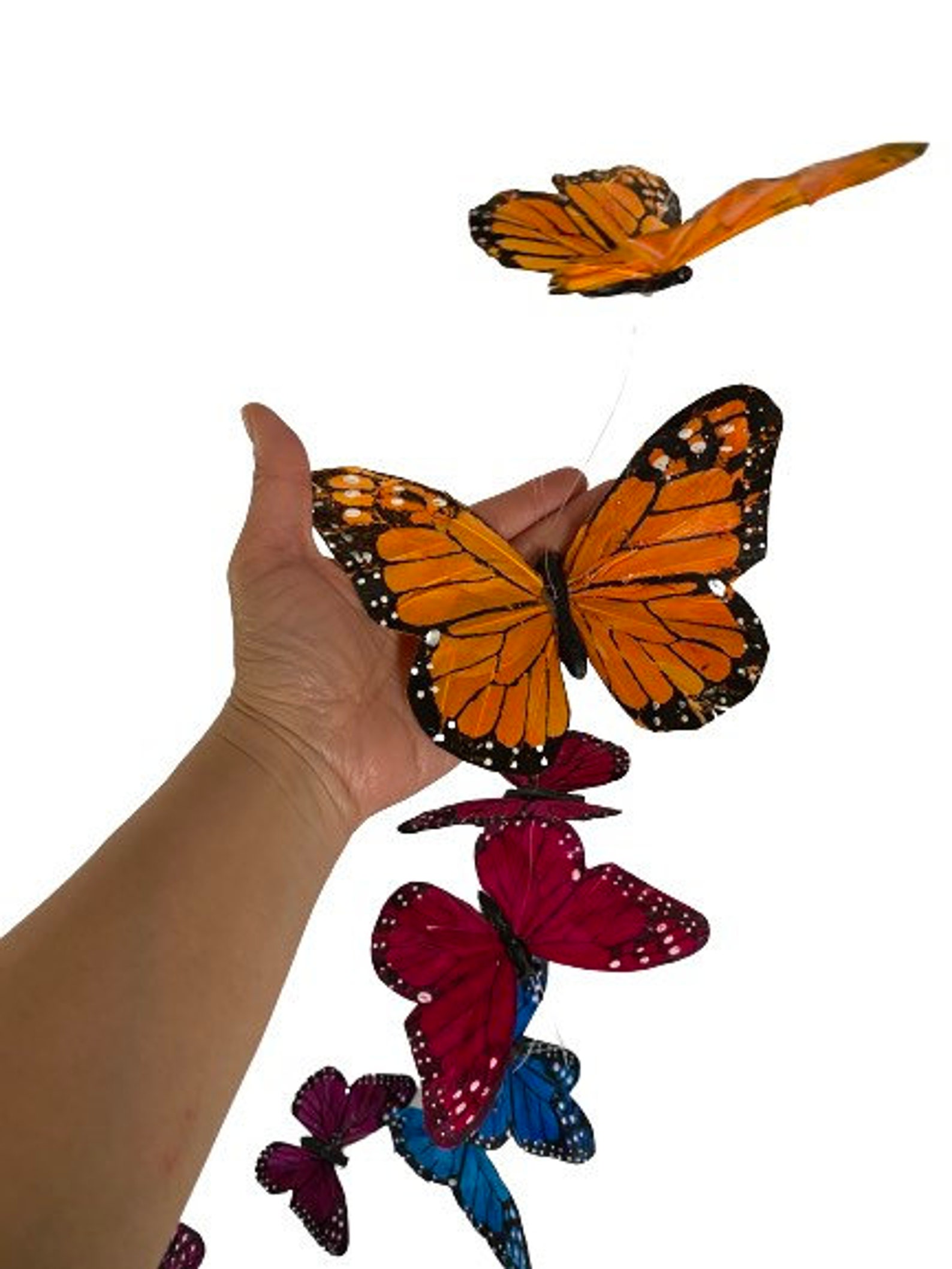 Assorted color Feather Monarch Butterflies Garland 4FT | Etsy