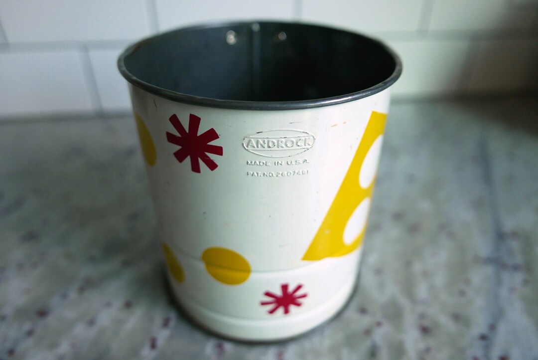 Androck Sifter, Vintage Sifter, Retro Design Flour Sifter, Yellow Red ...