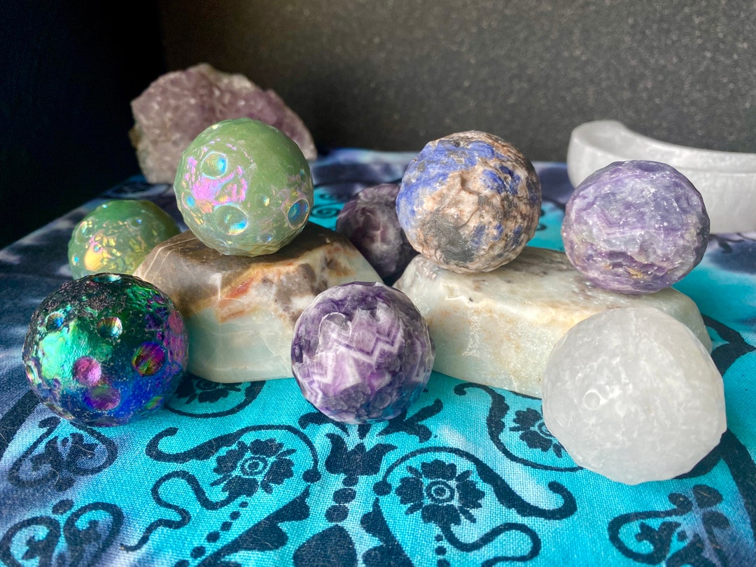Natural Crystal Stone Moon Spheres - Etsy
