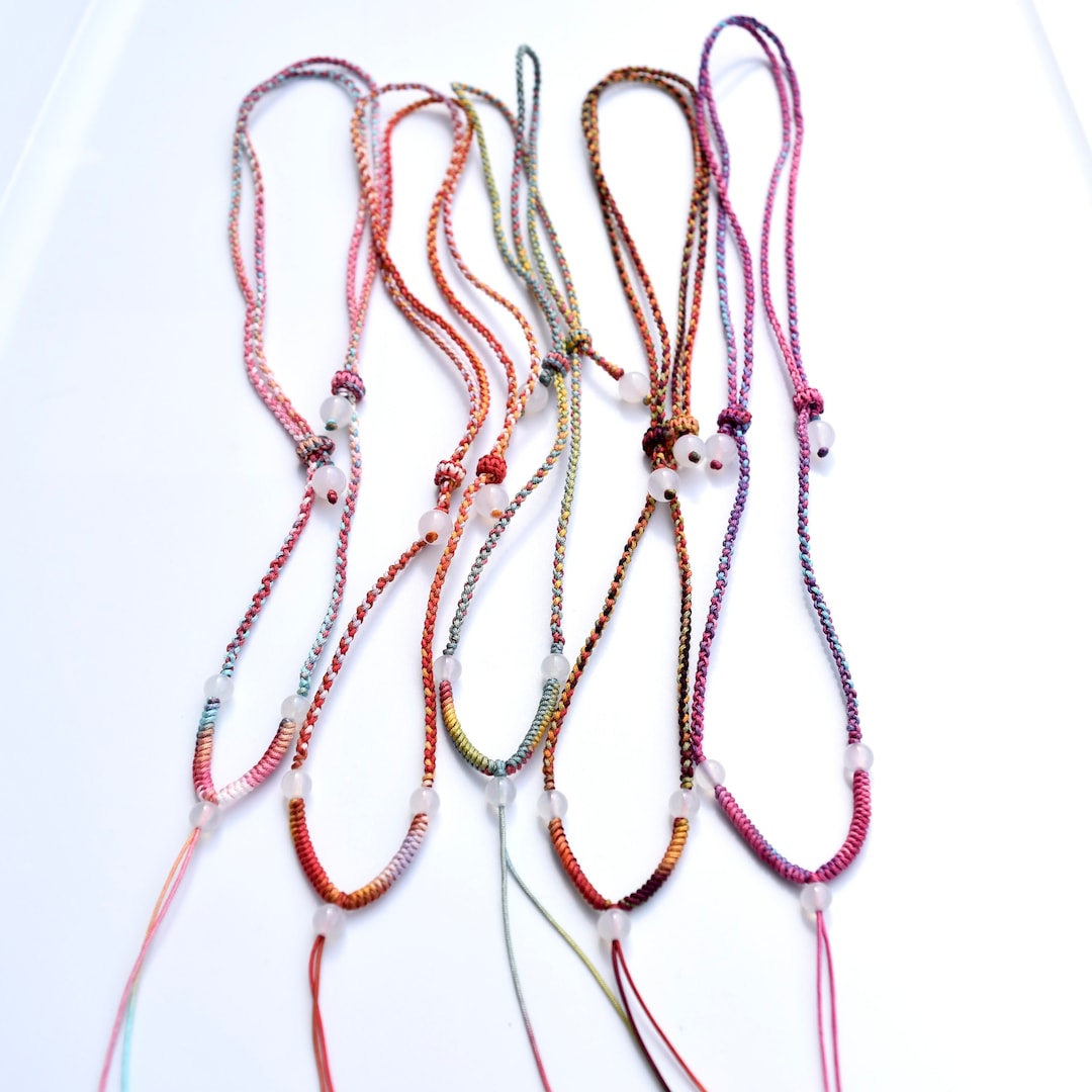 Colorful Lucky Cords Knot Braided Necklace - Adjustable Rope Lanyard - Etsy