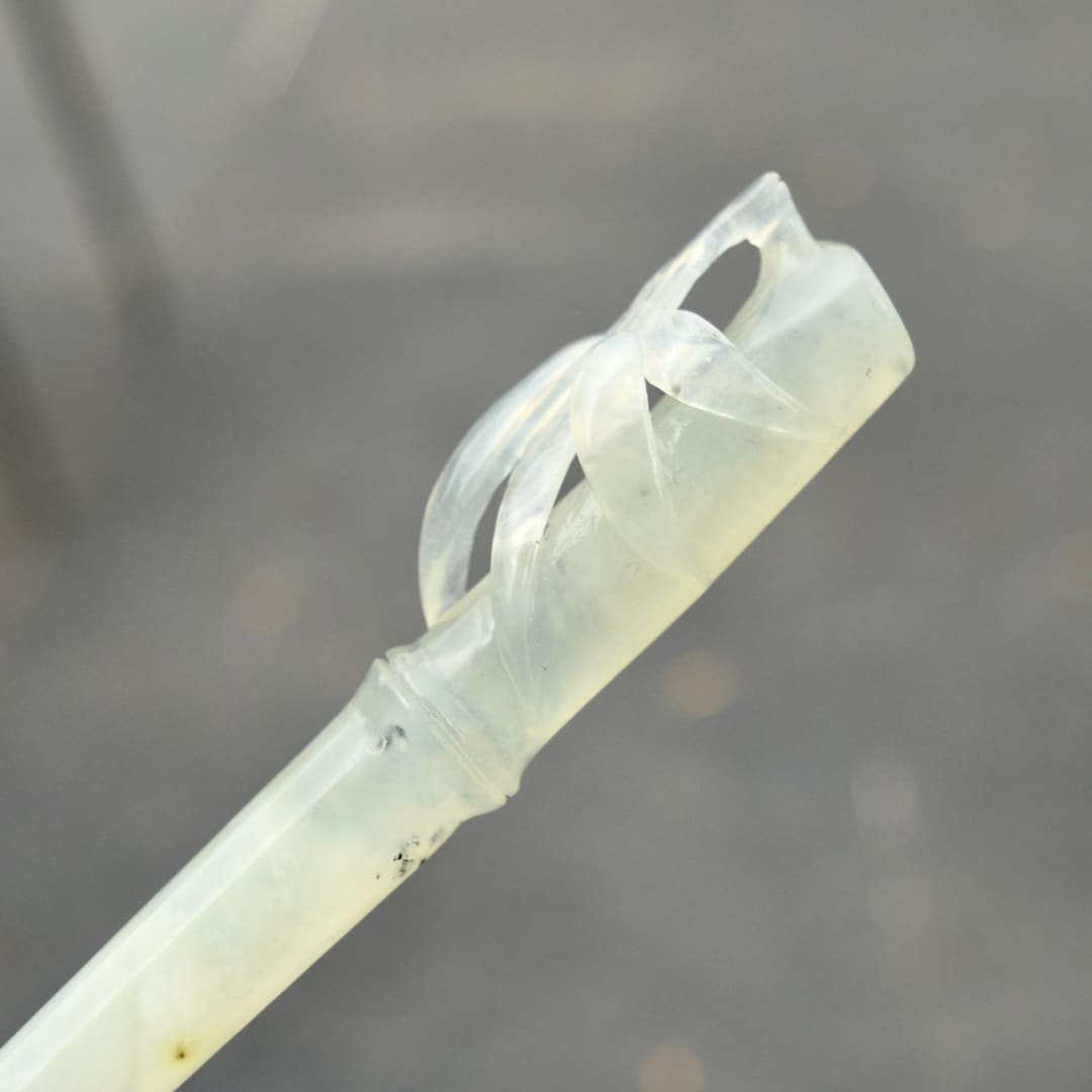 White Bamboo Hairpin - Serpentine Jade Hair Stick - Etsy