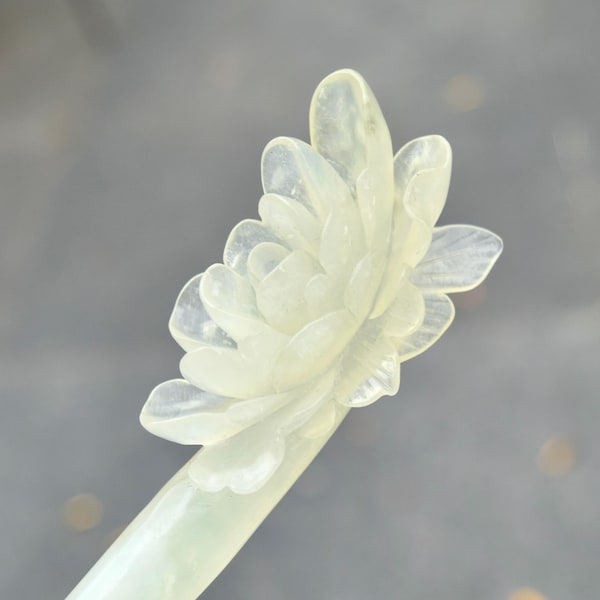 Jade Flower Hairpin Stick - Etsy