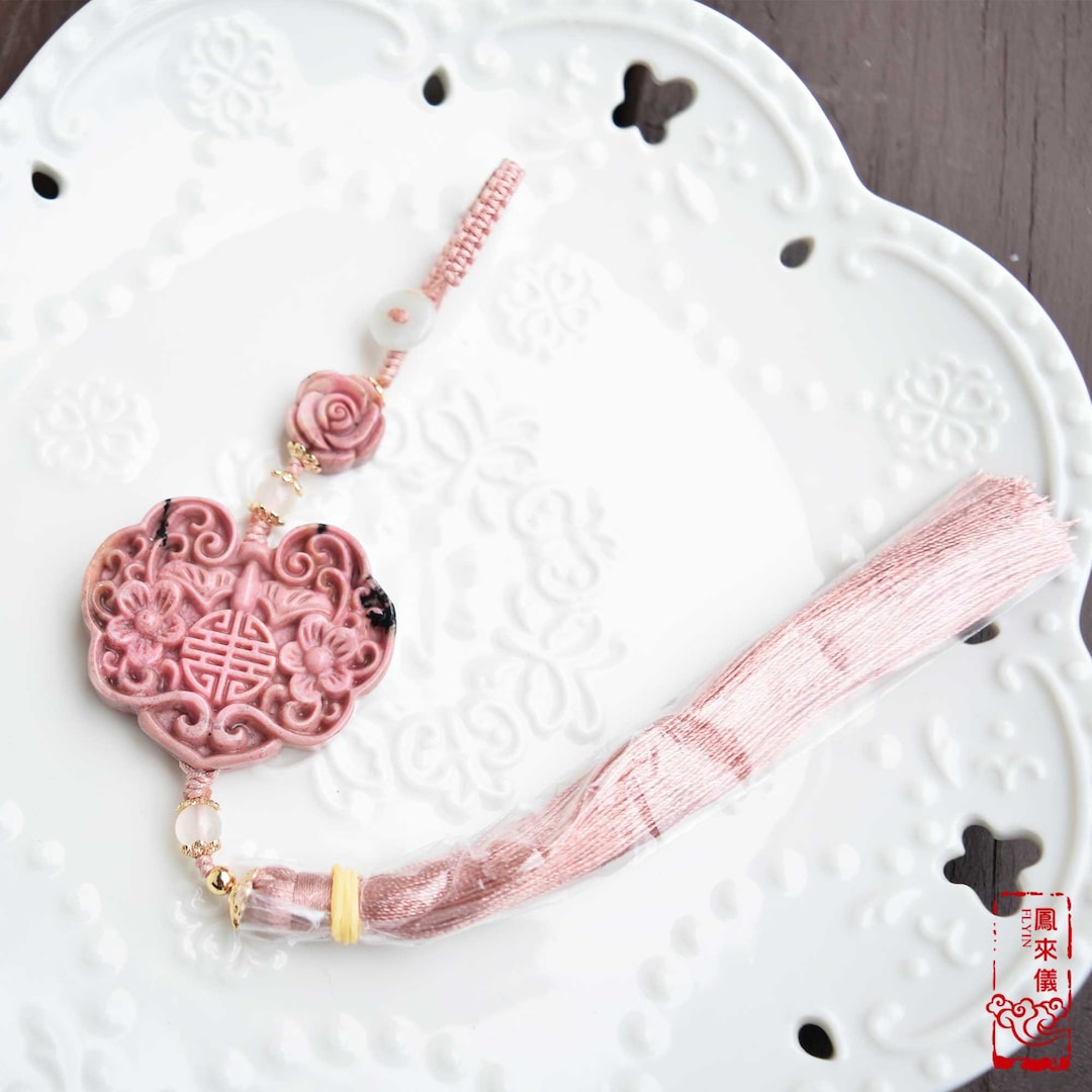 Flora Pattern Lock Tassel - Rhodonite Hanging Accessory- Chinese ...