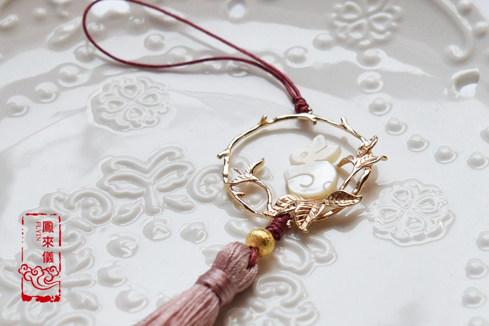 Rabbit & Moon Chinese Zodiac Jewelry Set Hairpin Tassel - Etsy