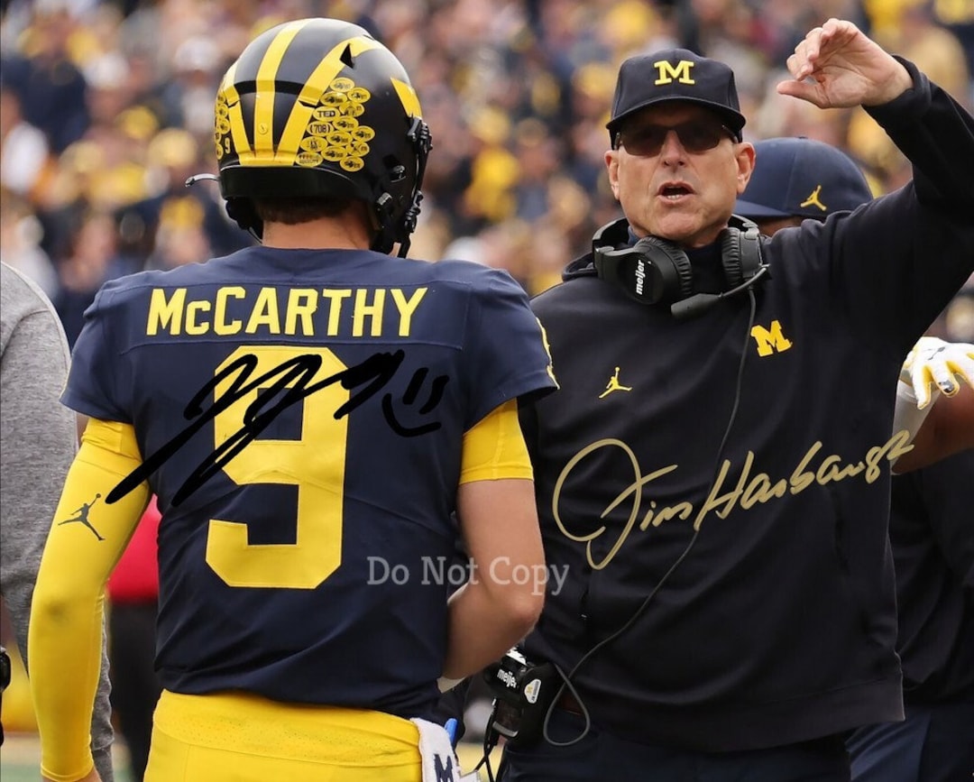 Jim Harbaugh & JJ Mccarthy Signed Photo 8X10 Rp Autographed Picture ...