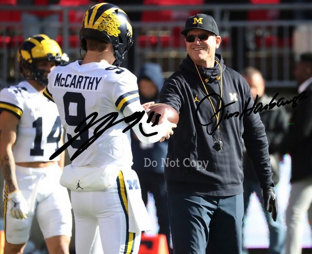 Jim Harbaugh & JJ Mccarthy Signed Photo 8X10 Rp Autographed Picture J.J ...