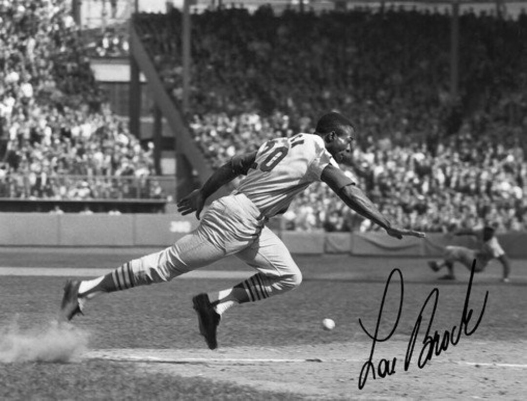 Lou Brock Signed Photo 8x10 Rp Autographed St Louis Cardinals - Etsy