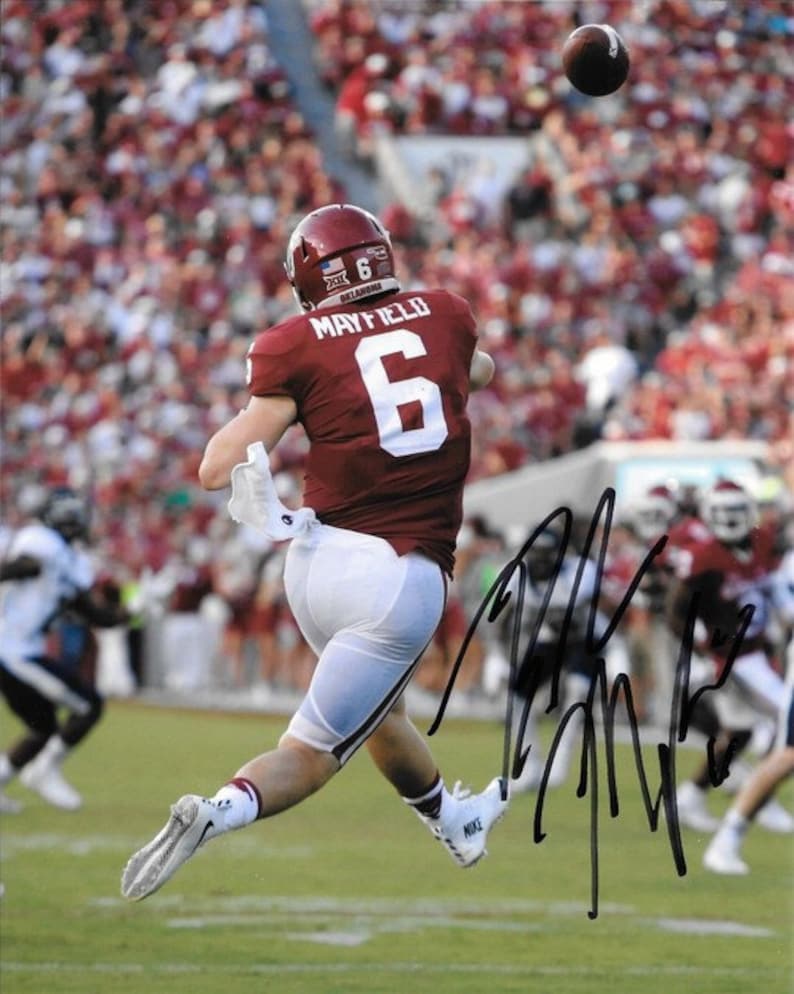 Baker Mayfield Signed Photo 8x10 Rp Autographed Oklahoma Sooners ...