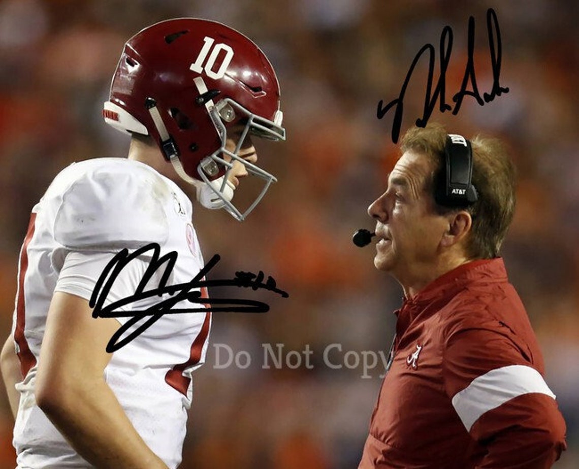 Nick Saban & Mac Jones Signed Photo 8X10 Rp Autographed Alabama Crimson ...