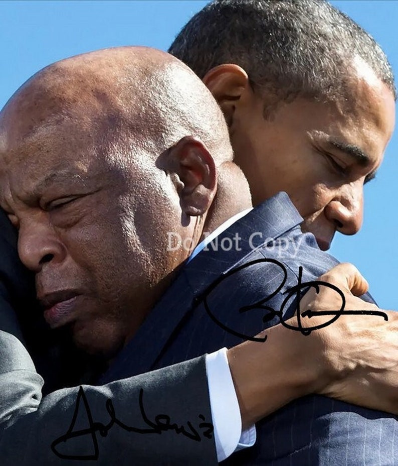 Barack Obama & John Lewis Signed Photo 8x10 Rp Autographed - Etsy