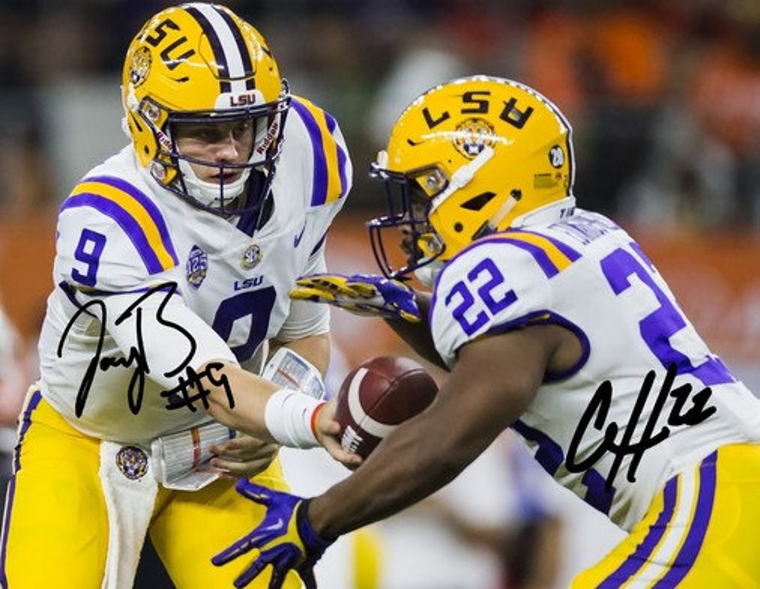 Joe Burrow & Clyde Edwards-helaire Signed Photo 8x10 Rp Autographed LSU ...