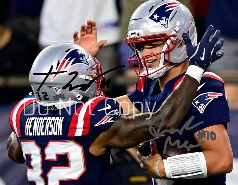 Drake Maye Treveyon Henderson Signed Photo 8X10 Rp Autographed Picture ...