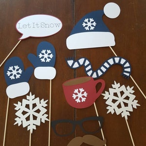 Winter Photo Booth Props - 10 Piece Set - Snow Photo Booth Set ...