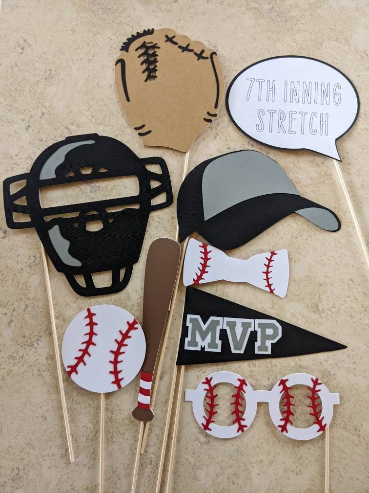 Baseball Photo Booth Props 9 Piece Set Baseball Party - Etsy