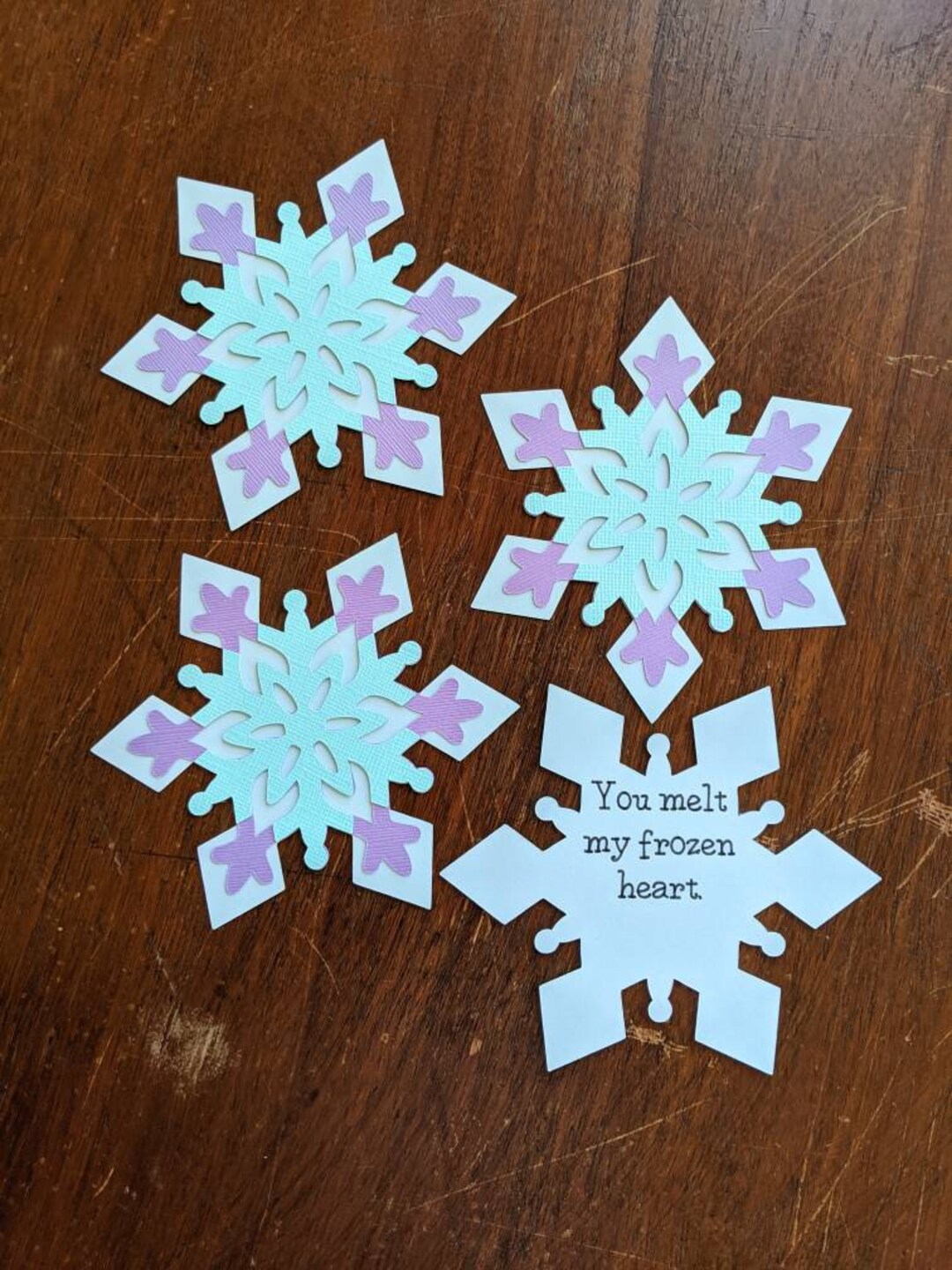 Frozen Snowflake Valentines Day Cards Set of 12 OR 15 Kids Valentines ...