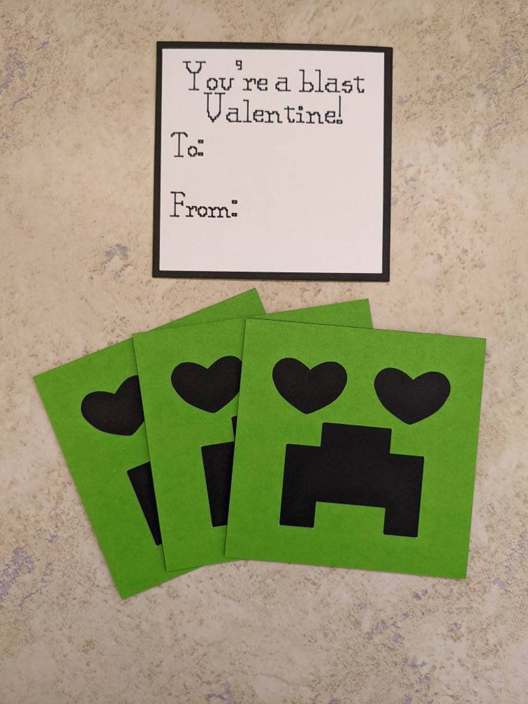 Minecraft Valentine's Day Cards - Set of 12 OR 15 - Kids Valentines Day ...