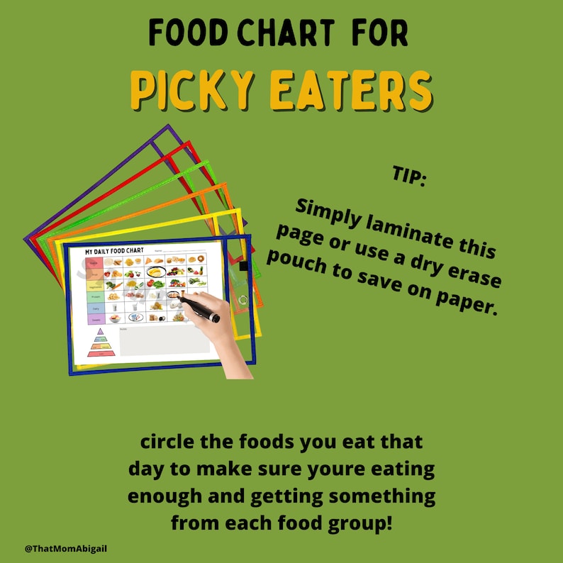 Picky Eater Daily Food Chart - ADHD, ASD, Neurodivergent Kids, Picky ...