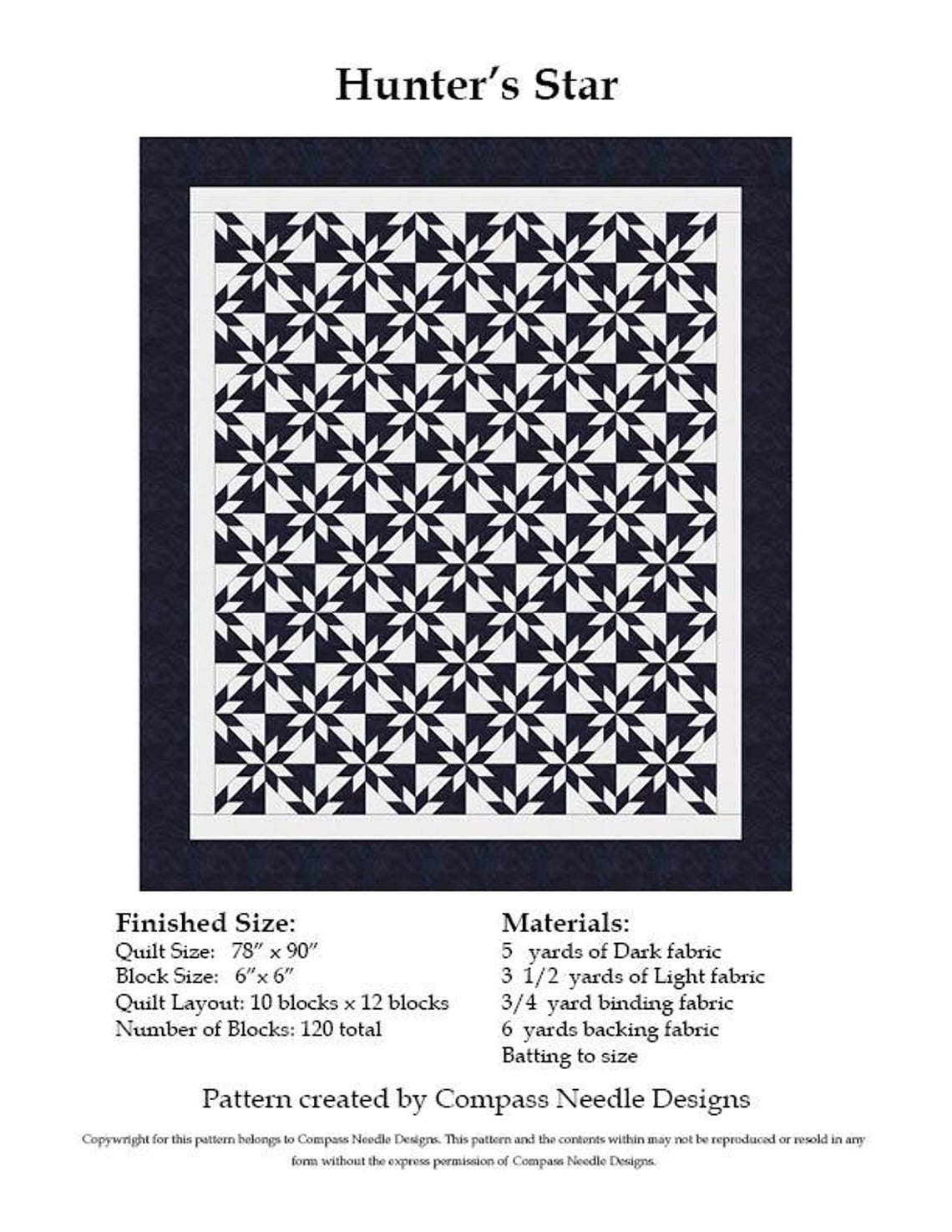 Hunter's Star Quilt Pattern - Etsy